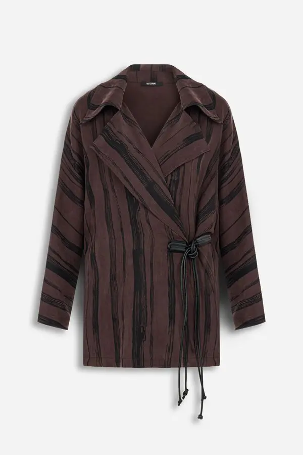 NOCTURNE Printed Tie Wrap Jacket - Brown