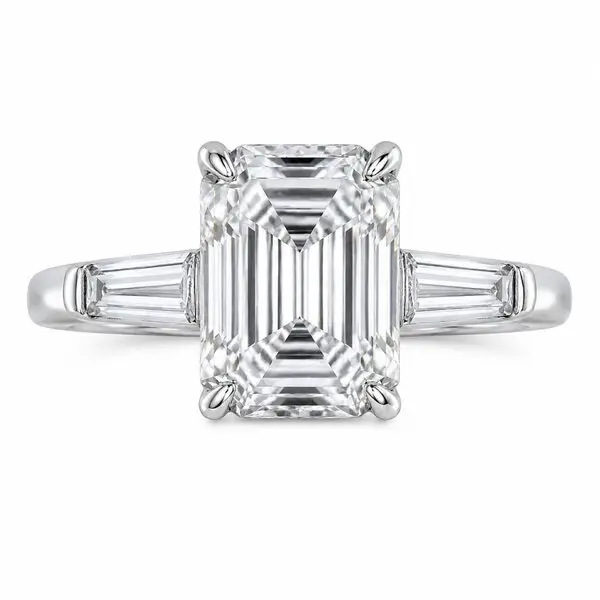 BELLUS DOMINA Sterling Emerald Cut Cubic Zirconia Ring - Silver
