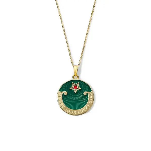 DÉCLARER Lucky Star Pendant Green Enamel Vermeil - Gold