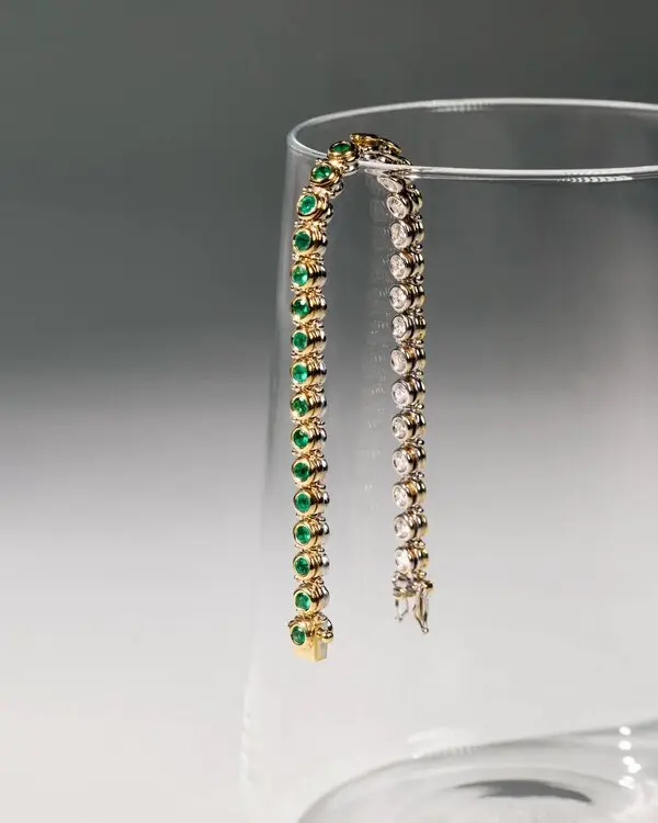 CHELSEA GABRIELLE Emerald And Diamond Reversible Tennis Bracelet