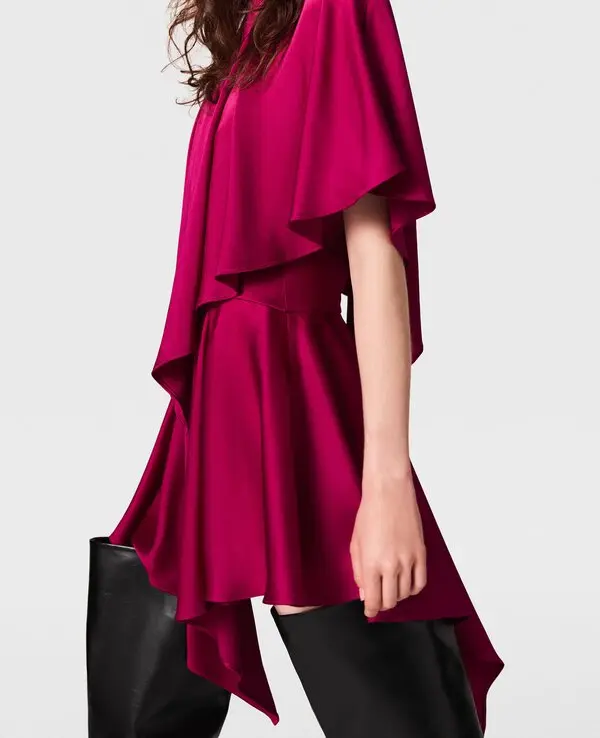 Stella McCartney Tiered Pleated Satin Mini Dress - Pink