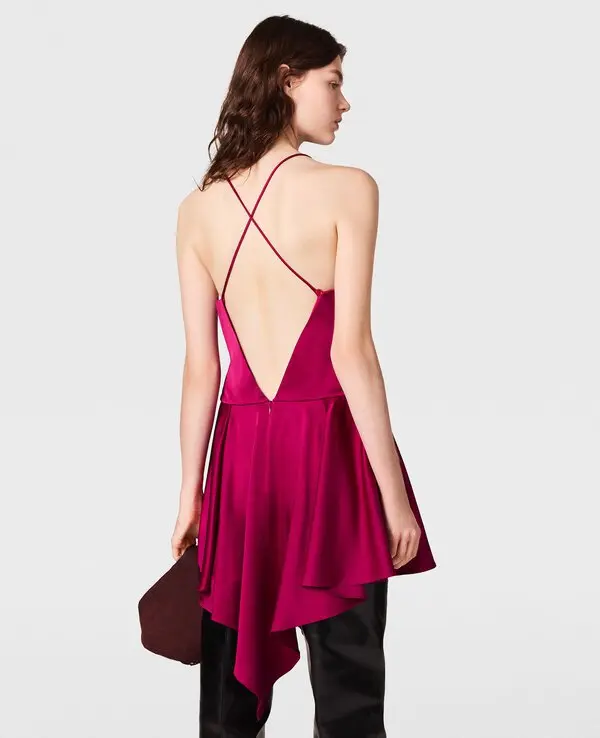 Stella McCartney Tiered Pleated Satin Mini Dress