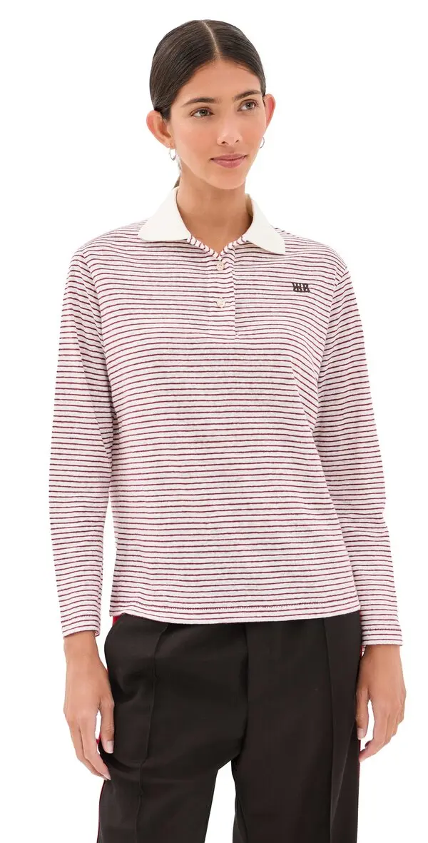 WALES BONNER Trust Polo Shirt - Ivory/wine