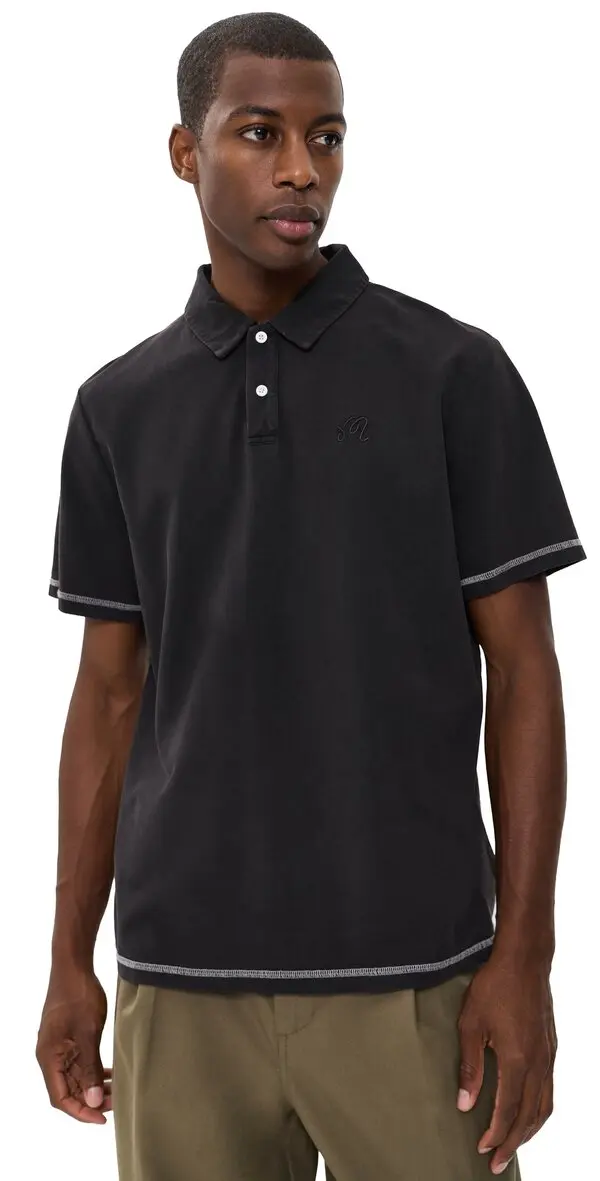 MALBON Overdyed Pique Polo - Black
