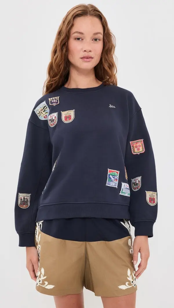 Sea Davis Patchwork Crew Neck Sweatshirt