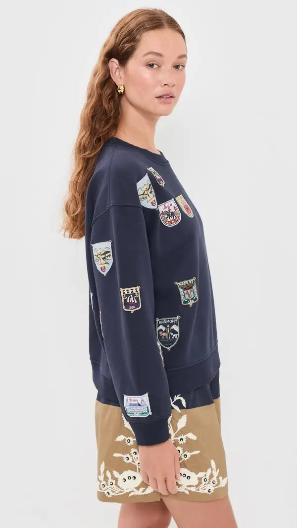 Sea Davis Patchwork Crew Neck Sweatshirt