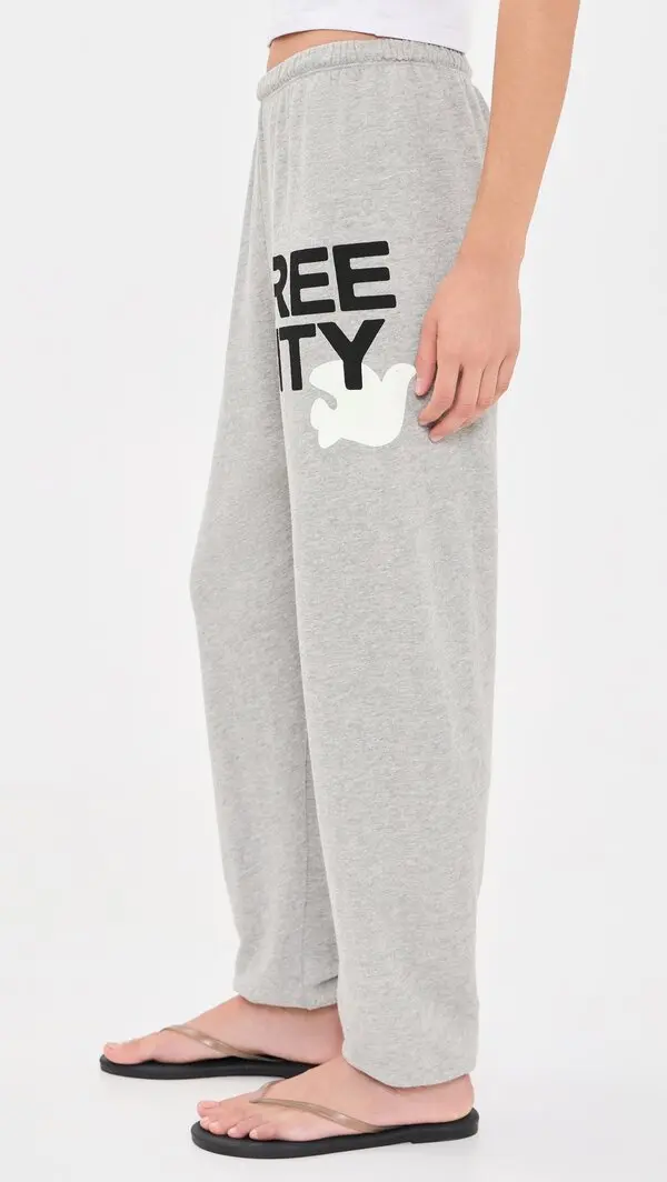 FREECITY Heather Sweatpants With Logo Lettering