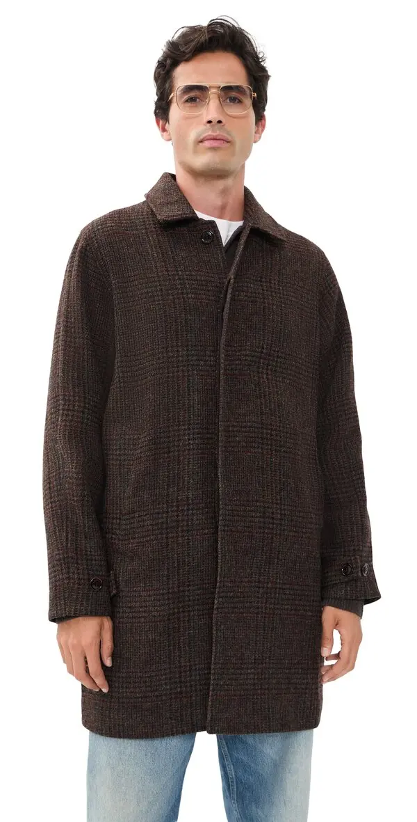 Barbour Lorden Check Wool Overcoat - Dark Oak Check
