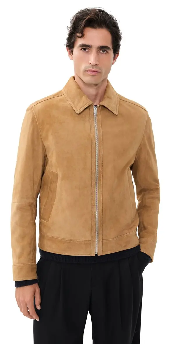 BOSS Suede Leather Jacket - Camel