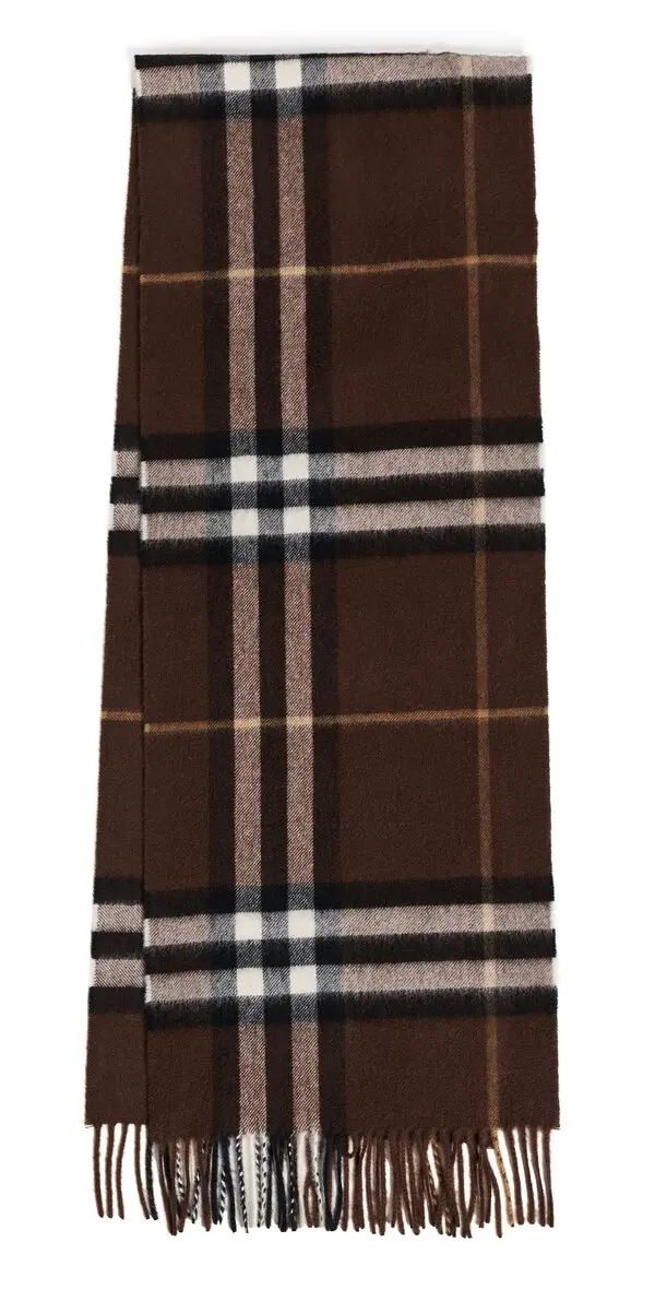 Burberry Giant Check Cashmere Scarf - Treacle Brown