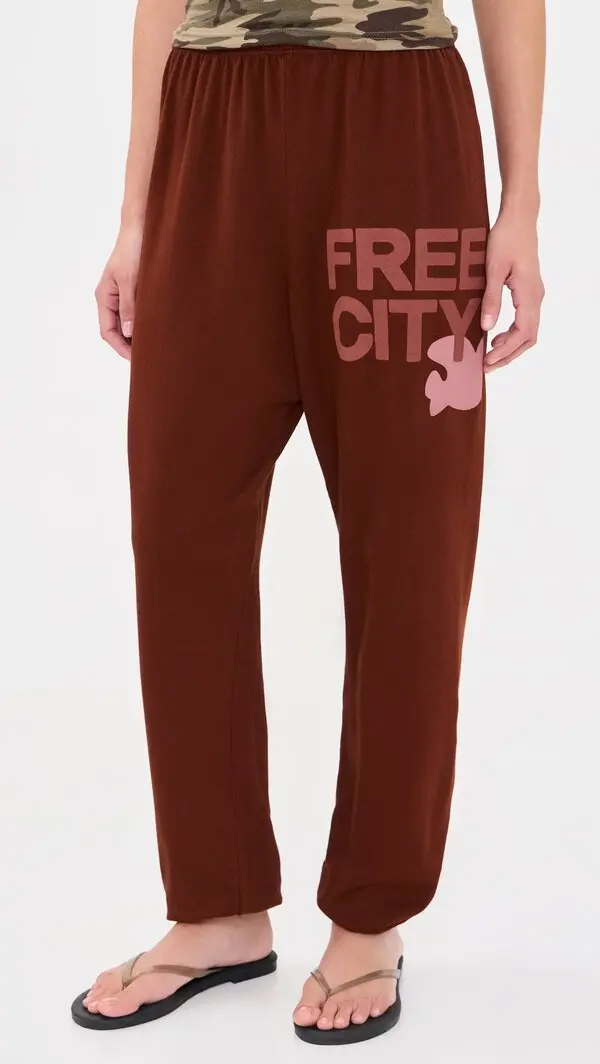 FREECITY Graphic Print Sweatpants - Rusty Rabbit