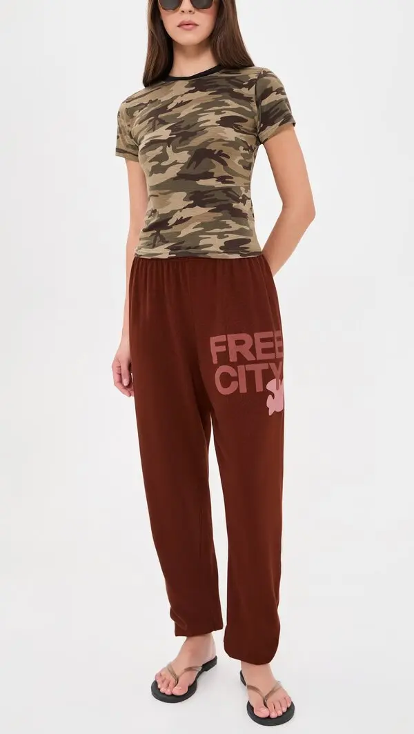 FREECITY Graphic Print Sweatpants - Rusty Rabbit