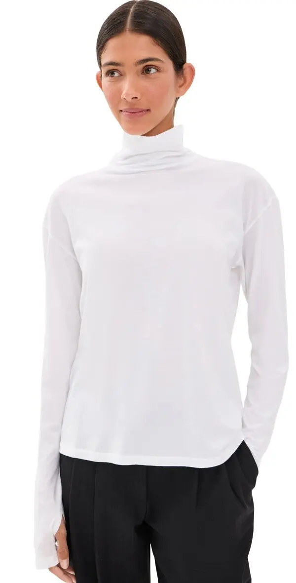 TWP Abby Cotton Turtleneck Top - White