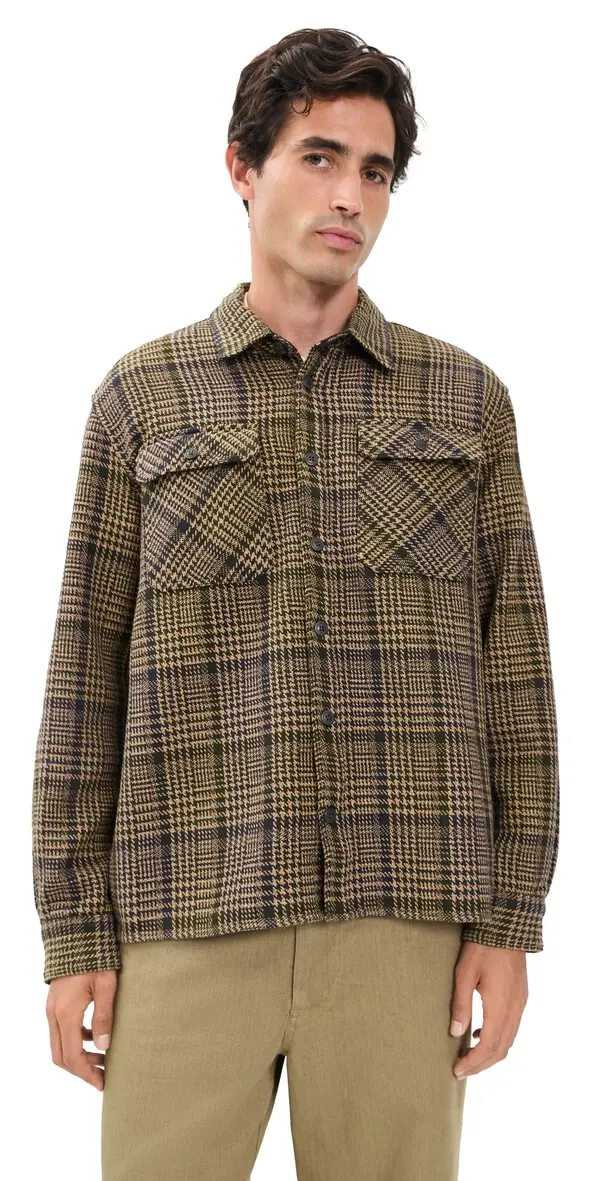 Barbour Millom Relaxed Houndstooth Shirt - Olive