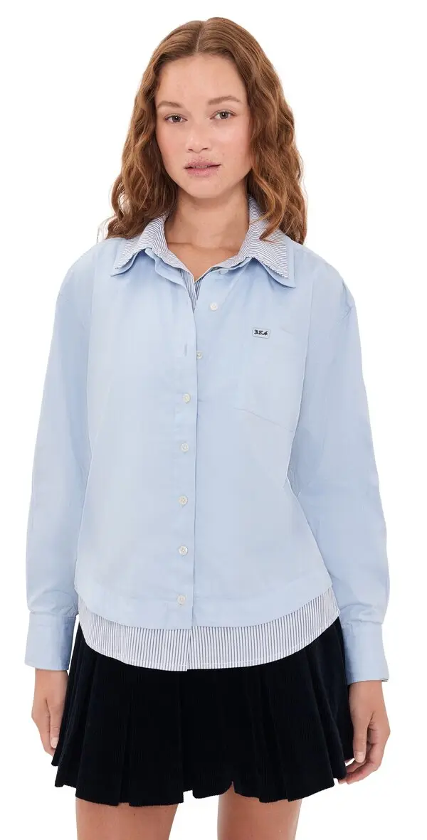 Sea Zayna Double Layered Button Down - Blue