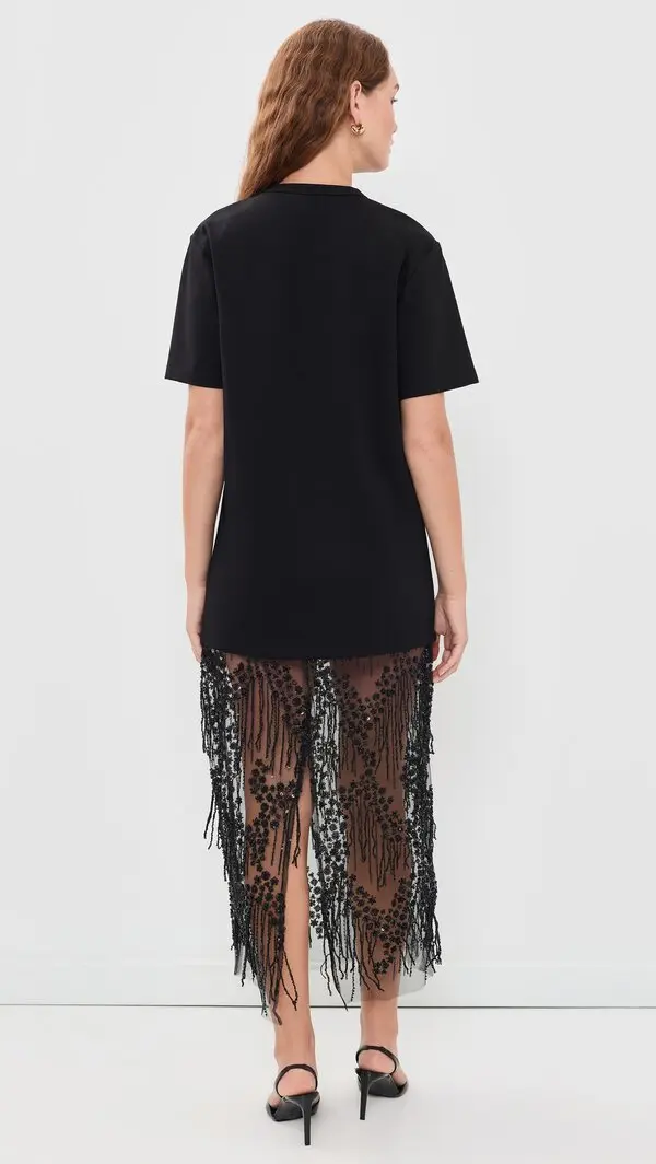 Endless Rose Mix Rhinestone Lace T-shirt Midi Dress