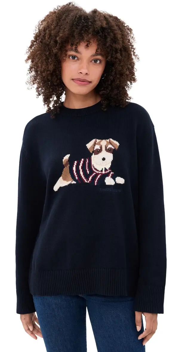 ROWING BLAZERS Cotton Terrier Dog Intarsia Knit Sweater