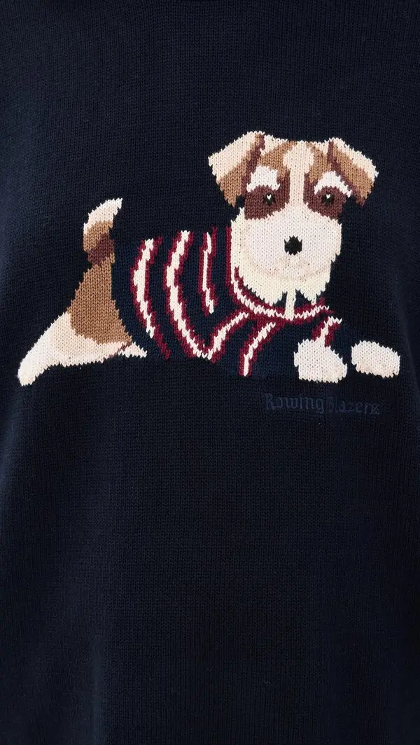 ROWING BLAZERS Cotton Terrier Dog Intarsia Knit Sweater