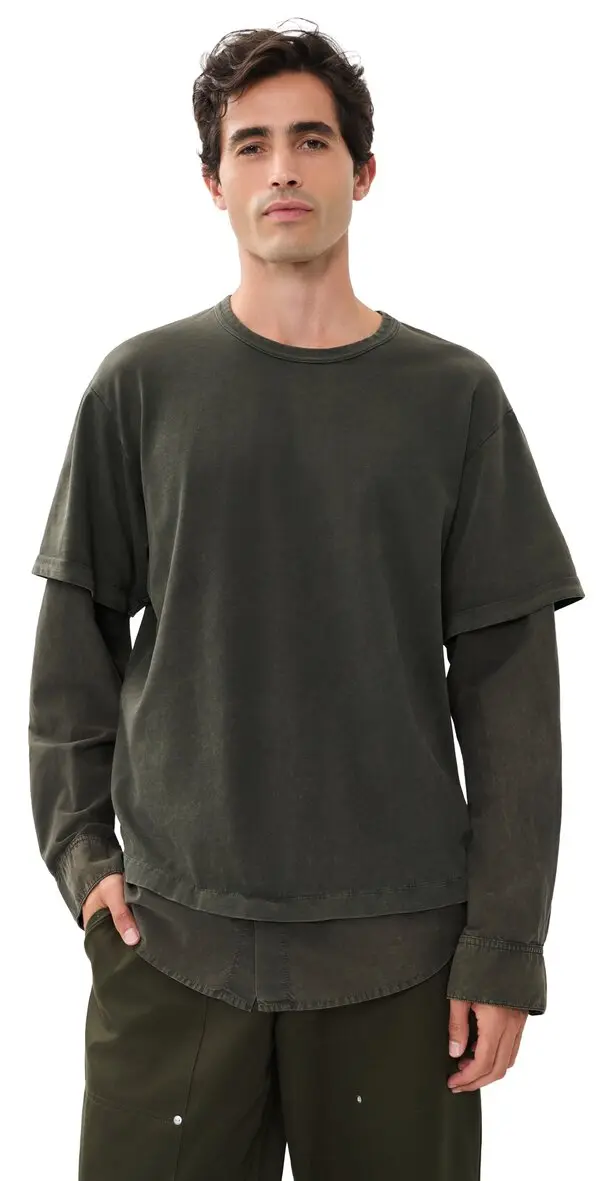 Helmut Lang Shirt Layer Tee - Dark Moss