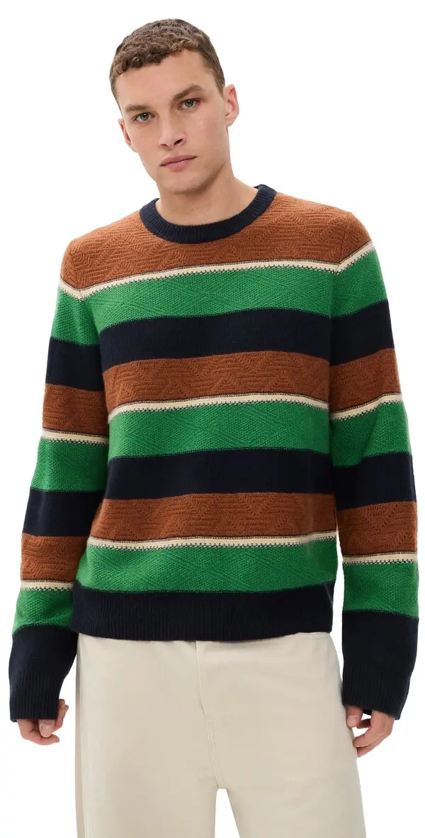 Guest In Residence Stripe Cashmere Crew Neck Sweater - Midnight Combo