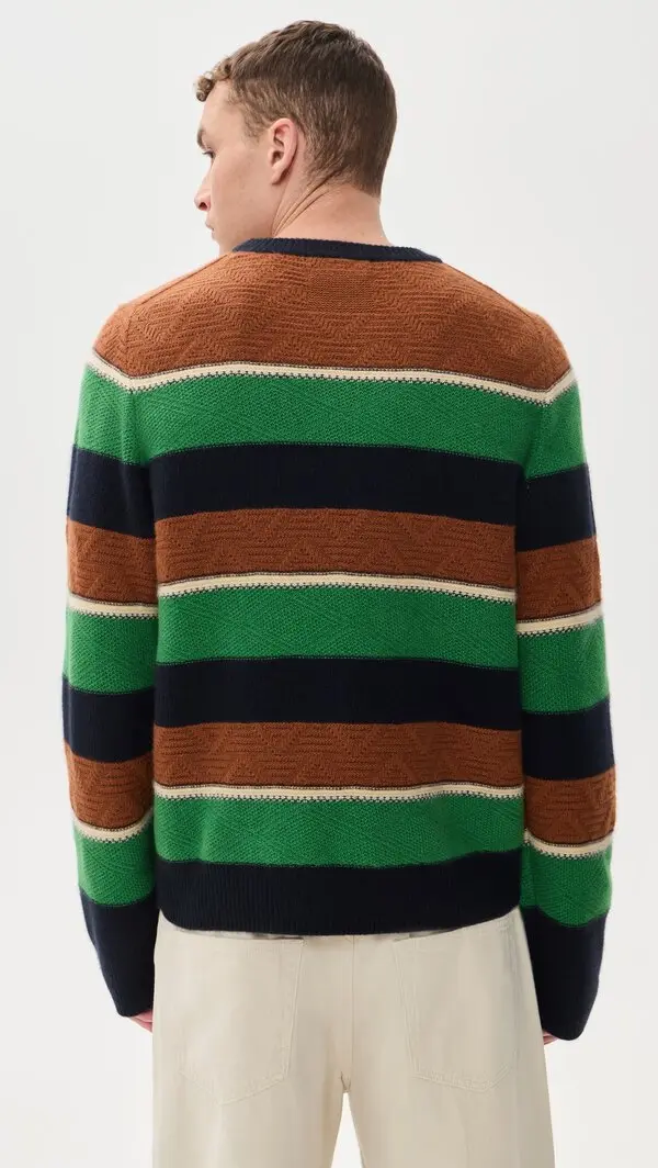 Guest In Residence Stripe Cashmere Crew Neck Sweater - Midnight Combo