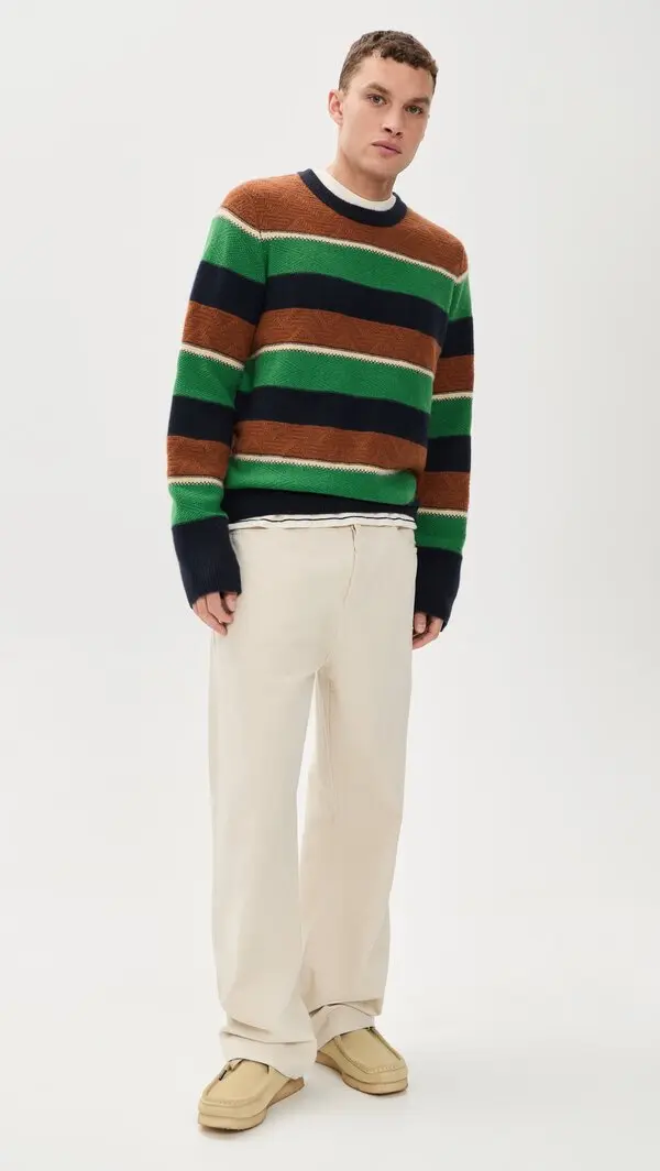 Guest In Residence Stripe Cashmere Crew Neck Sweater - Midnight Combo