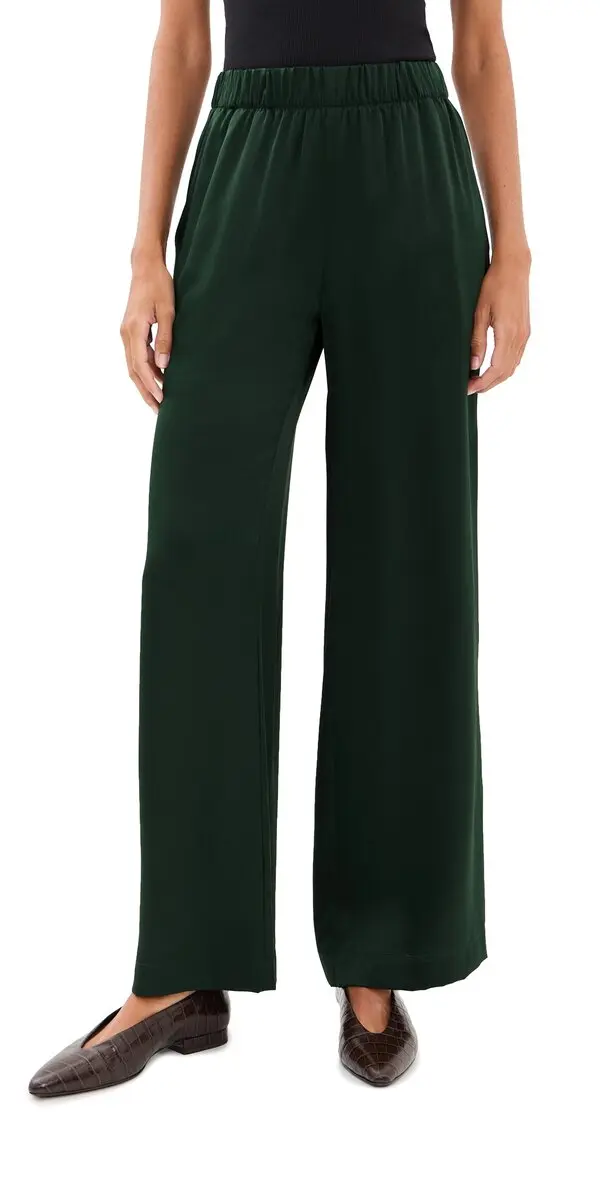 Sablyn Brynn Wide Leg Silk Pants - Hunter Green