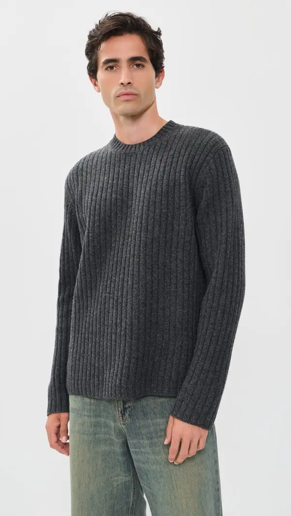 Helmut Lang Rustic Wool Rib Crew Sweater