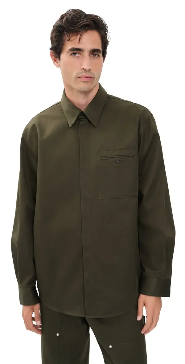 Helmut Lang Chino Twill Over Shirt - Dark Moss