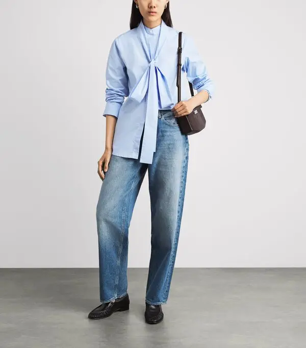 7 For All Mankind Cotton Tie Detail Shirt - Blue