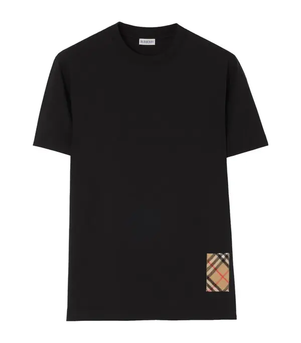 Burberry Cotton Check-patch T-shirt - Black
