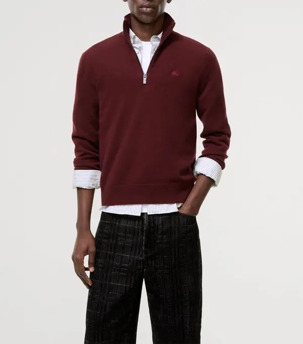 Burberry Cashmere-blend Quarter-zip Slim Sweater