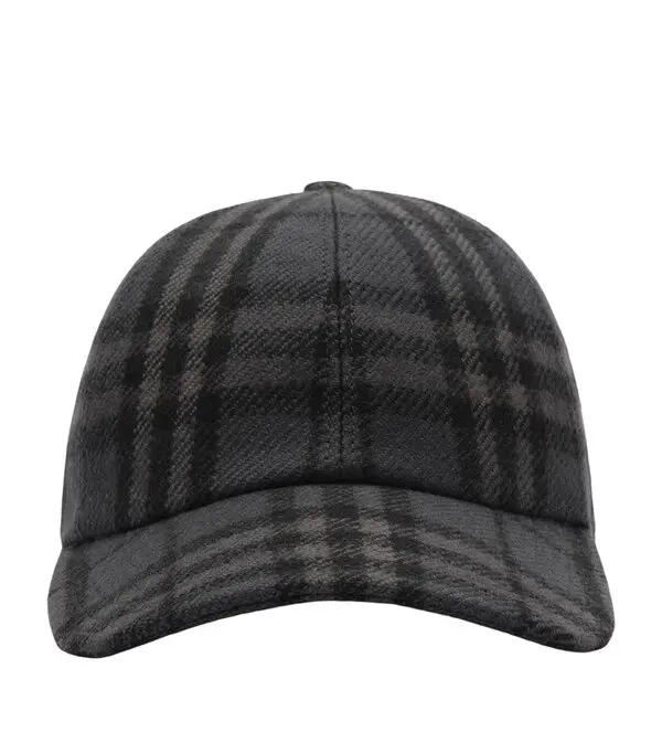 Burberry Wool Check Baseball Cap - Grey