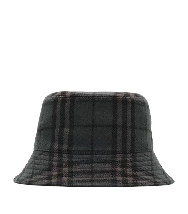 Burberry Wool Reversible Check Bucket Hat - Grey