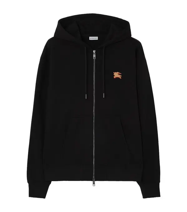 Burberry Cotton Ekd Zip-up Hoodie - Black