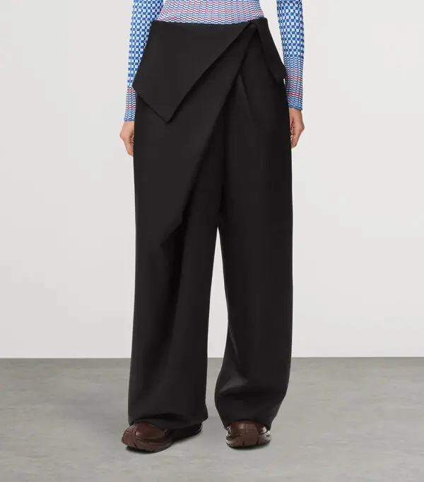 Loewe Wool-blend Draped Trousers - Black