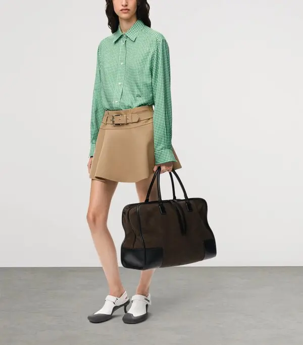 Loewe Silk-blend Gingham Shirt - Green