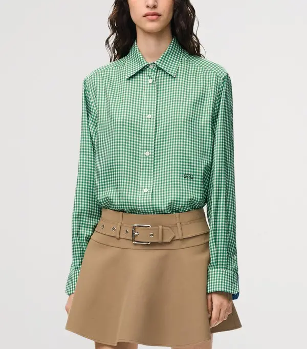 Loewe Silk-blend Gingham Shirt - Green