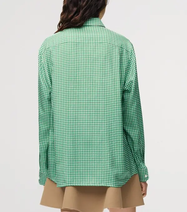 Loewe Silk-blend Gingham Shirt - Green