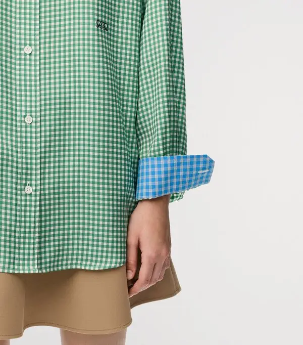 Loewe Silk-blend Gingham Shirt - Green