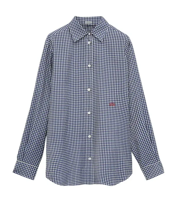 Loewe Silk-blend Gingham Shirt - Blue