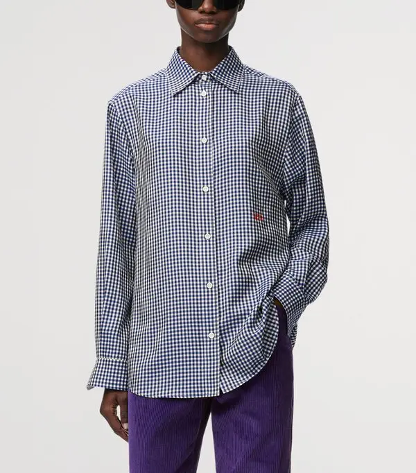 Loewe Silk-blend Gingham Shirt - Blue