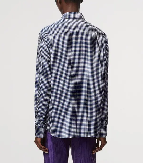 Loewe Silk-blend Gingham Shirt - Blue