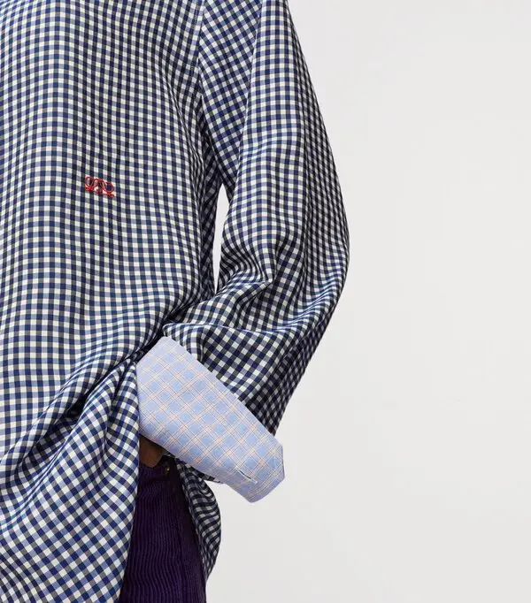 Loewe Silk-blend Gingham Shirt - Blue