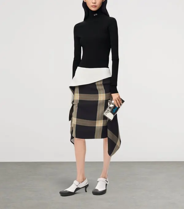 Loewe Draped Check Mini Skirt - Black