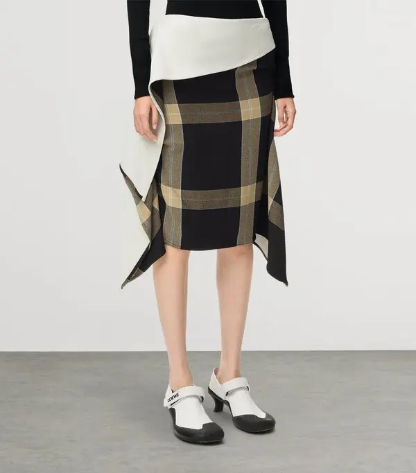 Loewe Draped Check Mini Skirt - Black