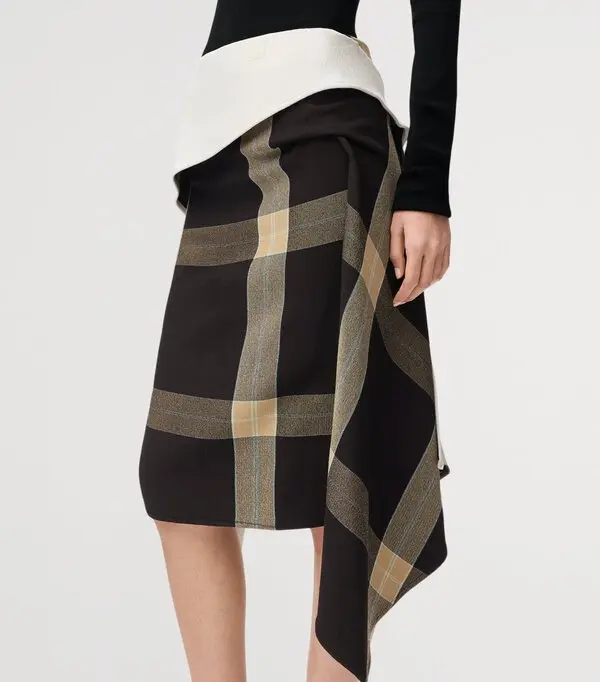 Loewe Draped Check Mini Skirt - Black