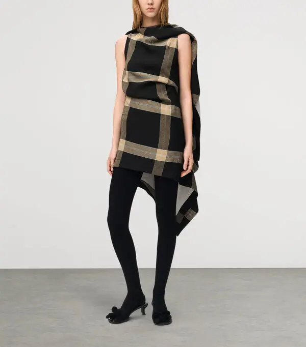 Loewe Asymmetrical Check Mini Dress - Black