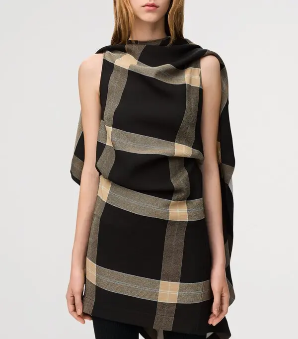 Loewe Asymmetrical Check Mini Dress - Black