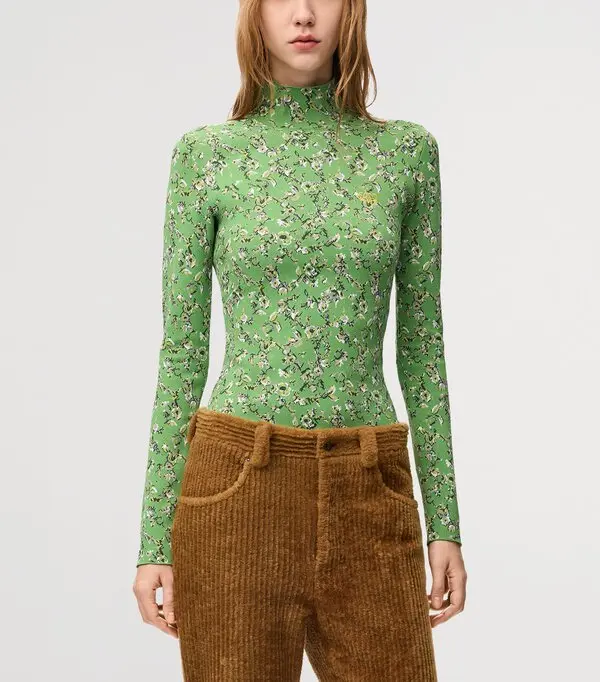 Loewe X Cosima Von Bonin Floral Print Turtleneck Top - Green